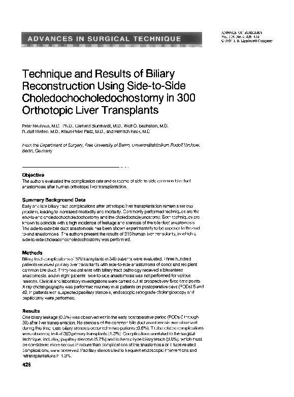 (PDF) Technique and Results of Biliary Reconstruction Using Side-to ...