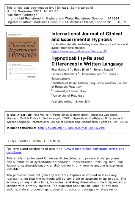 (PDF) Hypnotizability-Related Differences in Written Language