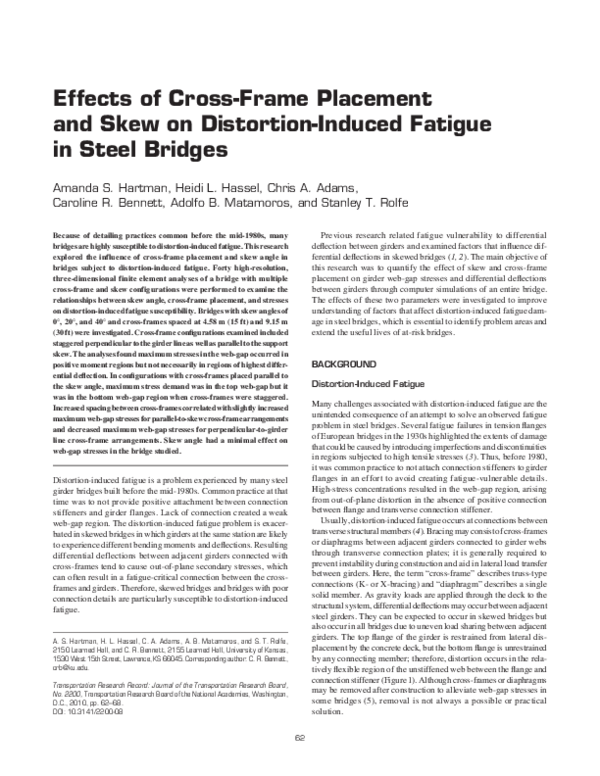(PDF) Effects of Cross-Frame Placement and Skew on Distortion-Induced ...