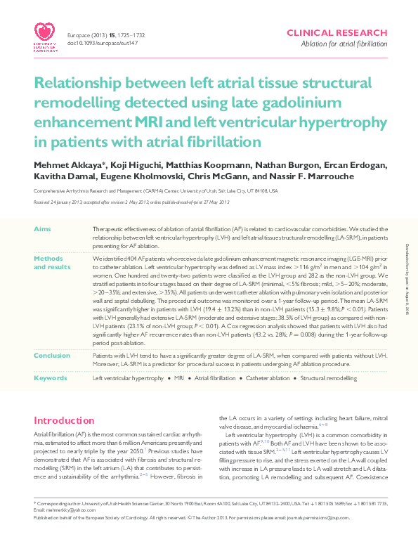 (PDF) Reverse Remodeling of Left Atrium After Catheter Ablation of ...