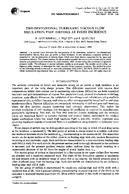 (PDF) Two-dimensional turbulent viscous flow simulation past airfoils at fixed incidence