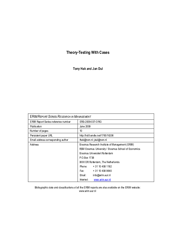 (PDF) Theory-Testing With Cases