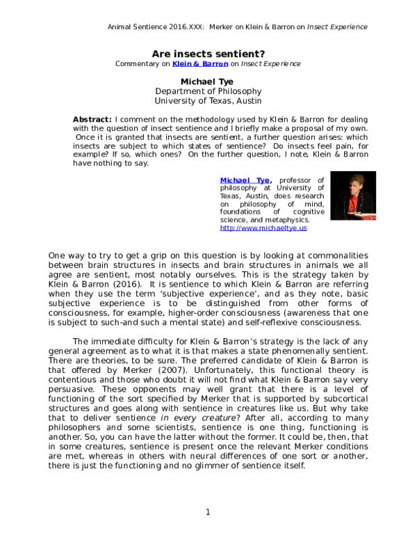 (DOC) Are Insects Sentient?