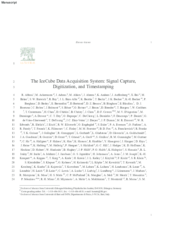 (PDF) The IceCube data acquisition system: Signal capture, digitization, and timestamping ...