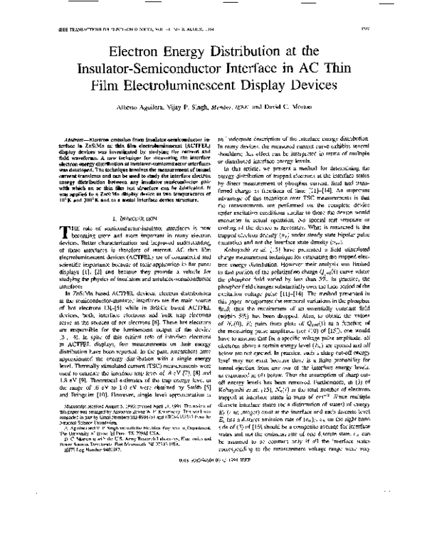 (PDF) Electron energy distribution at the insulator-semiconductor ...