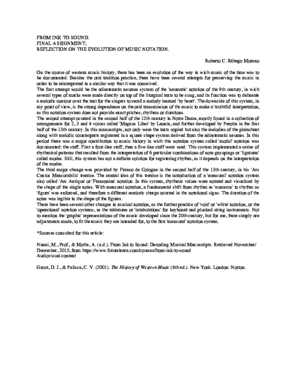 (PDF) FROM INK TO SOUND. FINAL ASSIGNMENT, REFLECTION ON THE EVOLUTION ...