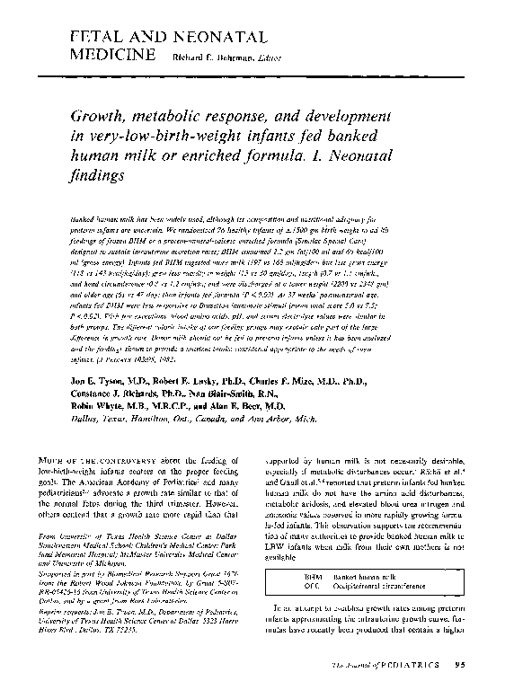 (PDF) Growth, metabolic response, and development in very-low-birth ...