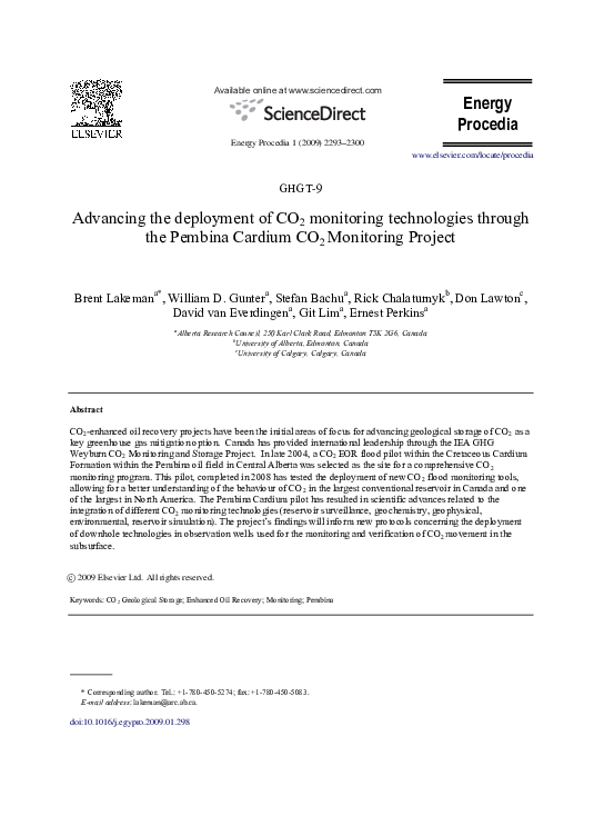 (PDF) Advancing the deployment of CO 2 monitoring technologies through ...