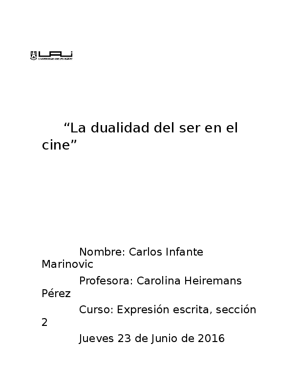 (DOC) La dualidad del ser en el cine