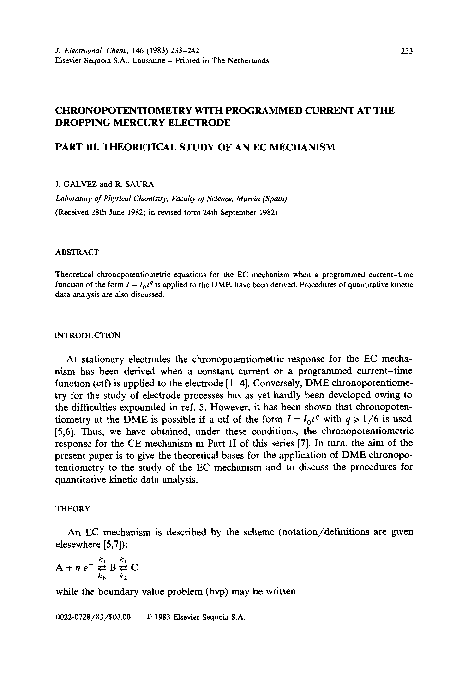 (PDF) Chronopotentiometry with programmed current at an electrode ...