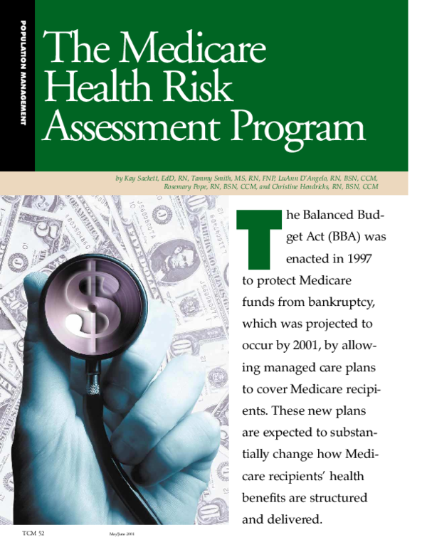 (PDF) The Medicare health risk assessment program