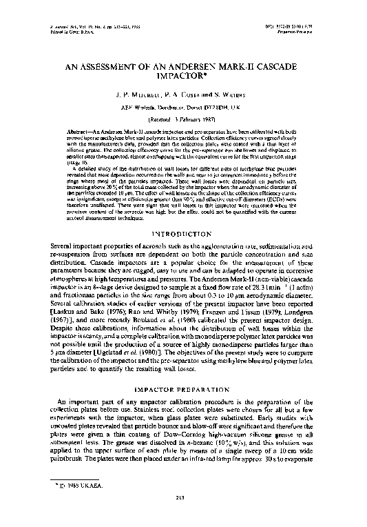 (PDF) An assessment of an andersen mark-II cascade impactor