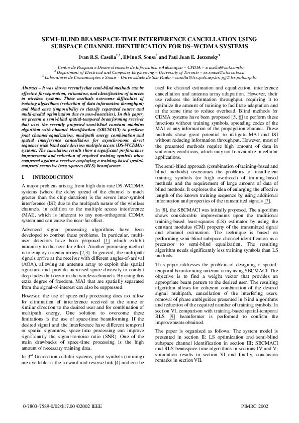 (PDF) Semi-blind beamspace-time interference cancellation using subspace channel identification ...