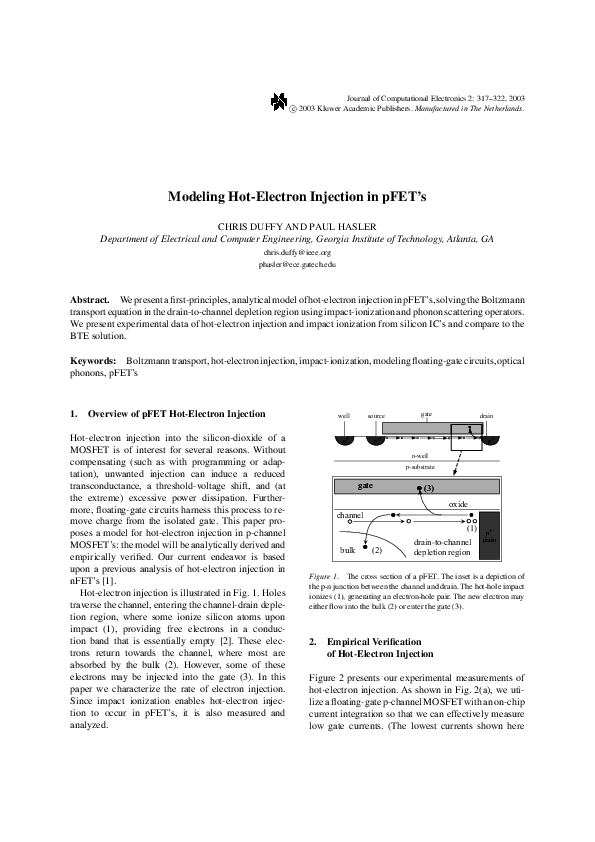 (PDF) Modeling Hot-Electron Injection in pFET's