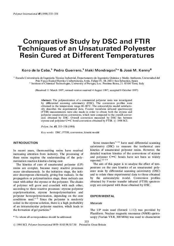 (PDF) Comparative study by DSC and FTIR techniques of an unsaturated ...