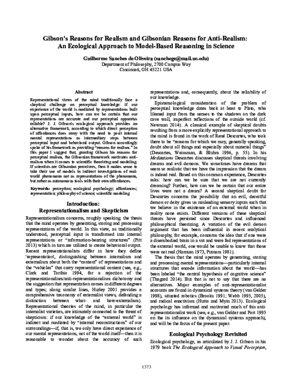 (PDF) Gibson's Reasons for Realism and Gibsonian Reasons for Anti ...
