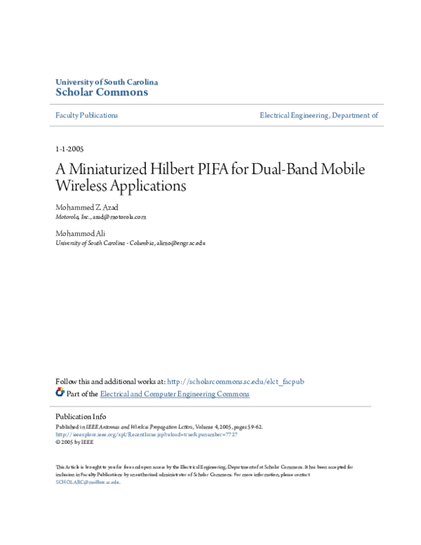 (PDF) A miniaturized Hilbert PIFA for dual-band mobile wireless ...
