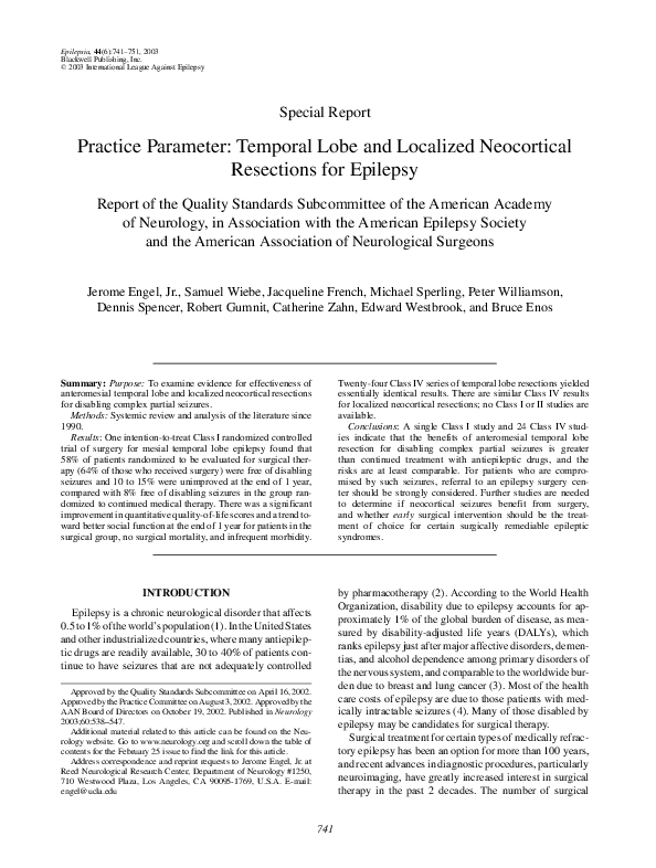 (PDF) Practice parameter: Temporal lobe and localized neocortical ...