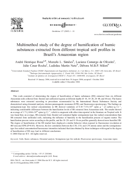 (PDF) Multimethod study of the degree of humification of humic ...