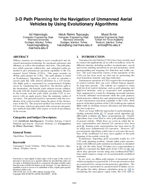(PDF) 3-D path planning for the navigation of unmanned aerial vehicles ...