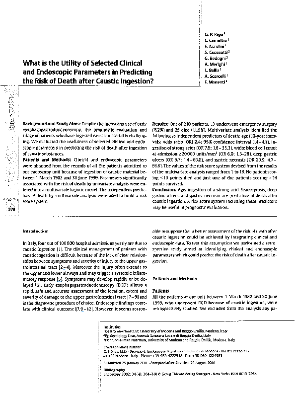 (PDF) Caustic effects of chemicals: risk factors for complications and ...