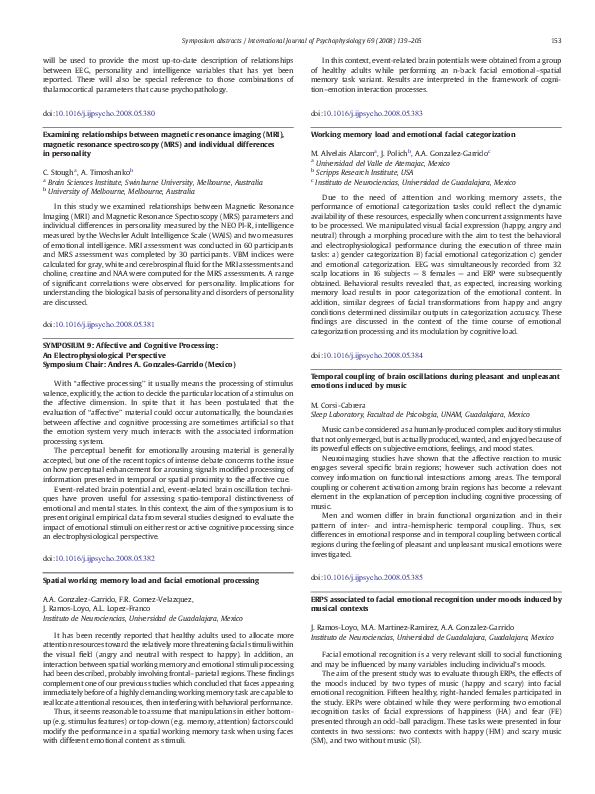 (PDF) Working memory load and emotional facial categorization
