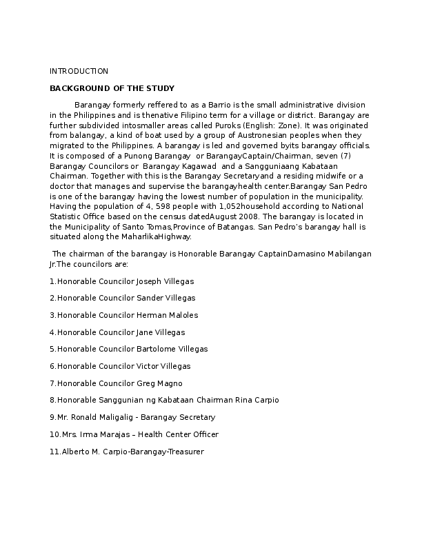 (DOC) INTRODUCTION BACKGROUND OF THE STUDY