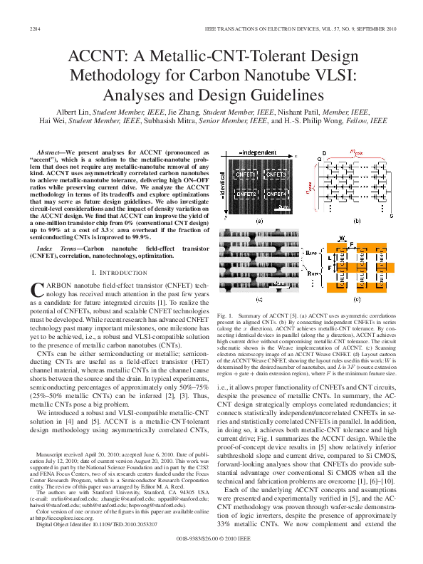 (PDF) ACCNT: A Metallic-CNT-Tolerant Design Methodology for Carbon ...