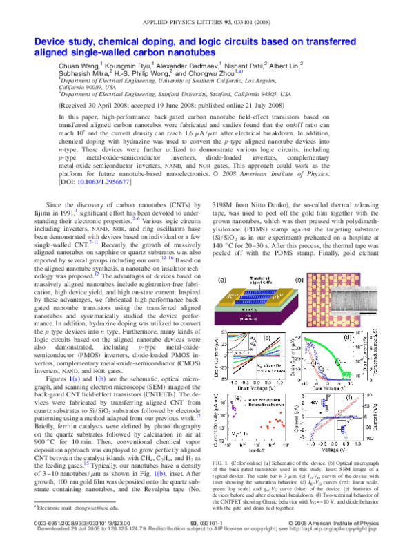 (PDF) Device study, chemical doping, and logic circuits based on ...