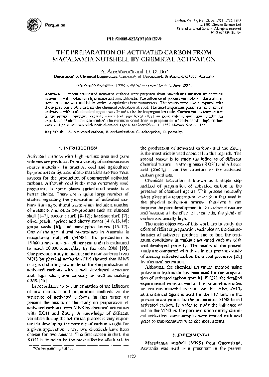 (PDF) The preparation of activated carbon from macadamia nutshell by chemical activation