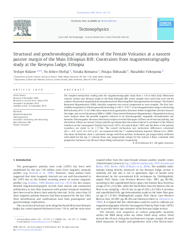 (PDF) Structural and geochronological implications of the Fentale ...