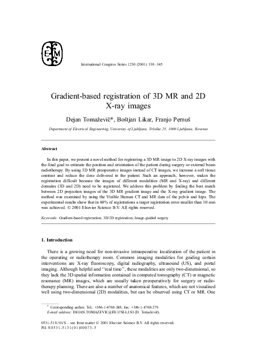 (PDF) Gradient-based registration of 3D MR and 2D X-ray images
