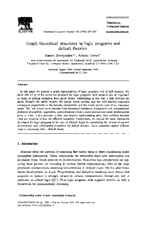 (PDF) Graph Theoretical Structures in Logic Programs and Default Theories
