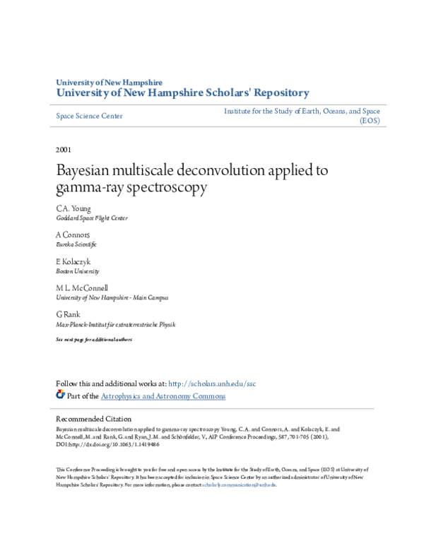 (PDF) Bayesian Multiscale Deconvolution Applied to Gamma-ray Spectroscopy