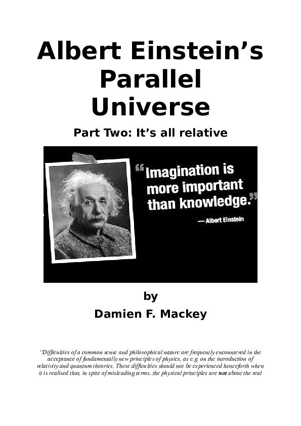 (DOC) Albert Einstein's Parallel Universe. Part Two: It’s all relative
