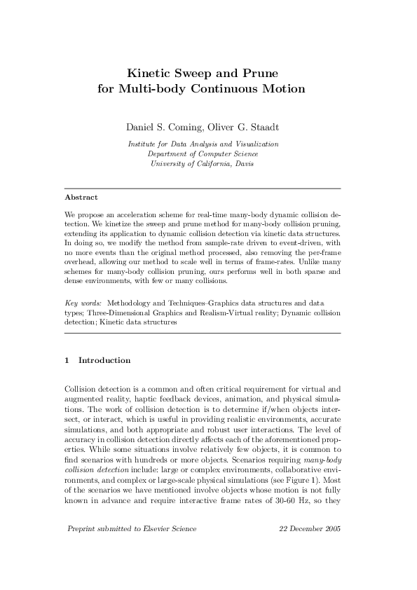 (PDF) Kinetic sweep and prune for multi-body continuous motion
