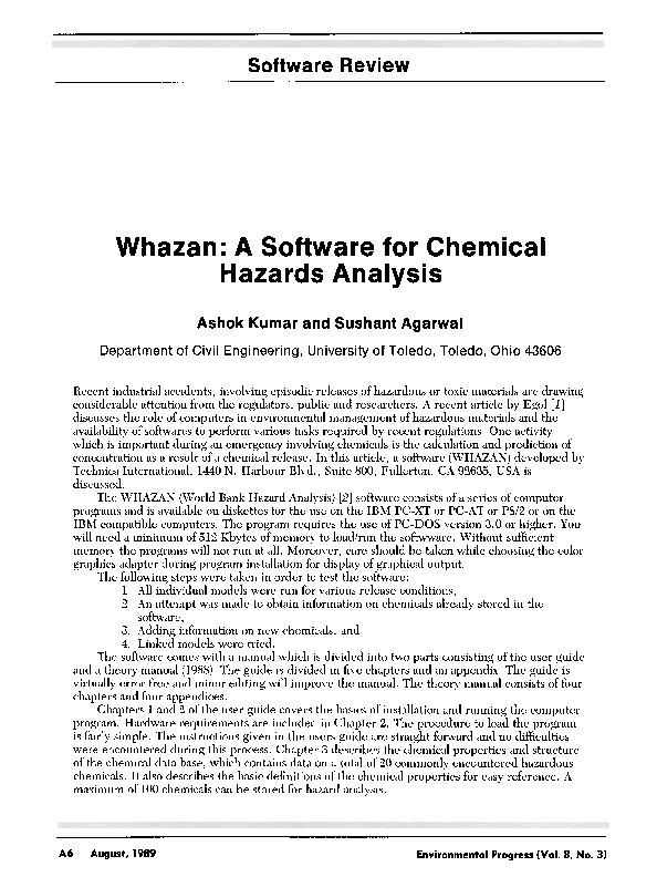 (PDF) Whazan: A software for chemical hazards analysis