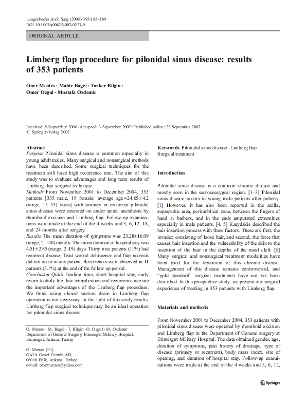 (PDF) Limberg flap procedure for pilonidal sinus disease: results of ...