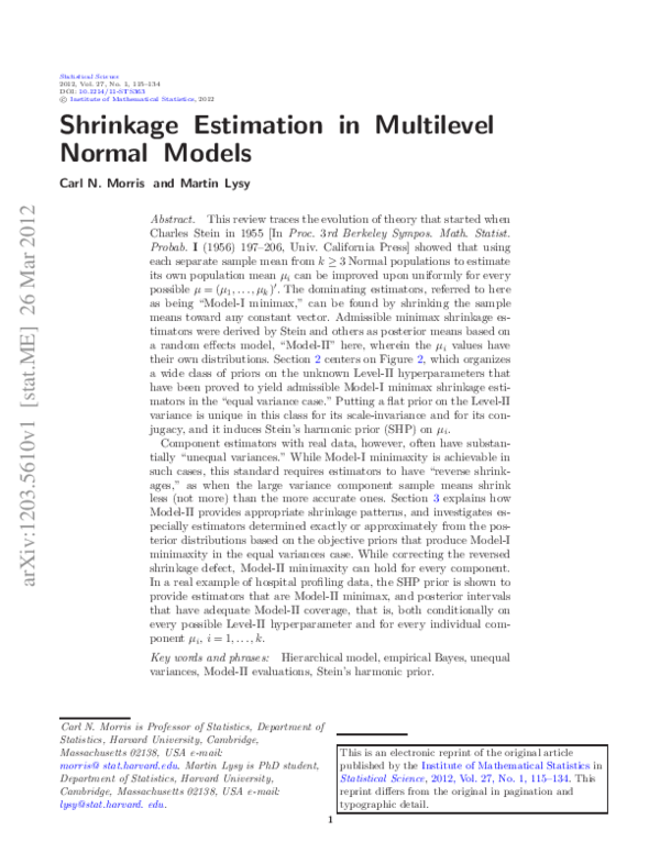 (PDF) Shrinkage Estimation in Multilevel Normal Models