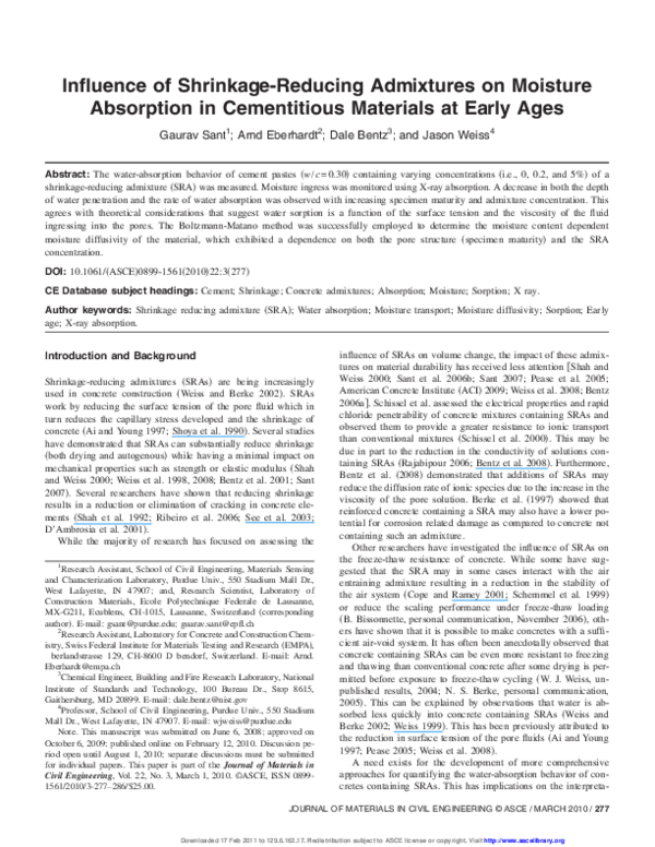 (PDF) Influence of shrinkage-reducing admixtures on the reduction of ...