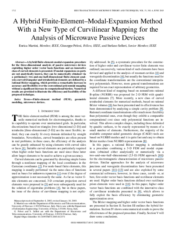 Pdf A Hybrid Finite Element Modal Expansion Method With A New Type Of