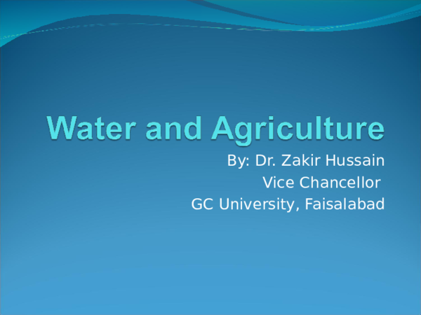 (PPT) Agriculture and water problems