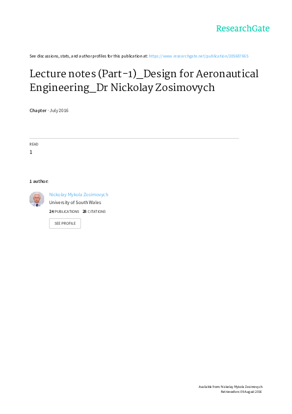Pdf Lecture Notes Part 1 Design For Aeronautical Engineering Dr