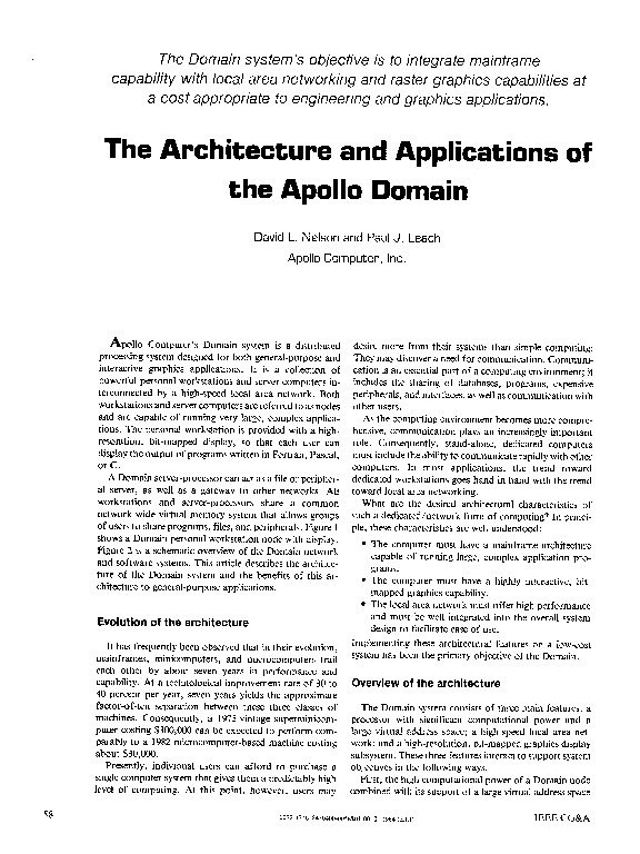 (PDF) The Architecture and Applications of the Apollo Domain