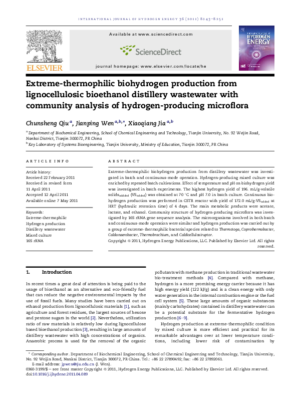 (PDF) Extreme-thermophilic biohydrogen production by an anaerobic heat treated digested sewage ...