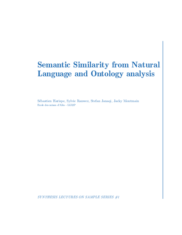 (PDF) Semantic Similarity from Natural Language and Ontology Analysis