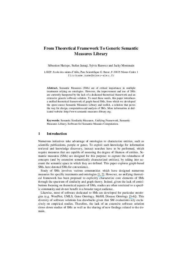 Pdf From Theoretical Framework To Generic Semantic Measures Library