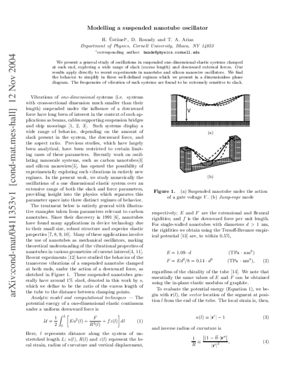(PDF) Modeling a Suspended Nanotube Oscillator