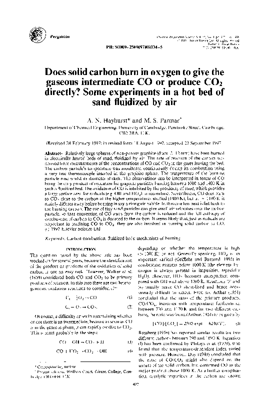 (PDF) Does solid carbon burn in oxygen to give the gaseous intermediate ...