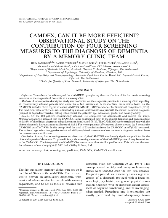 (PDF) CAMDEX, can it be more efficient? Observational study on the ...